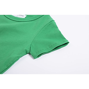 Mud Kingdom Big Boys T-Shirt Short Sleeve Summer Holiday Plain Green Size 10-12 Soft