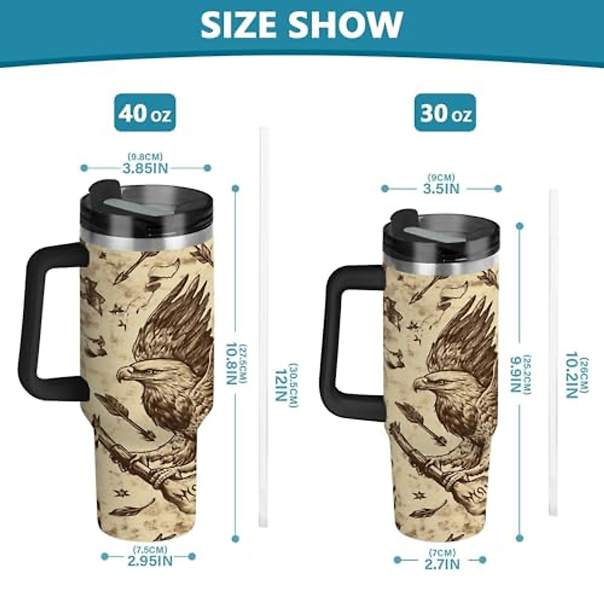 Flradish 40oz Tumbler with Handle, Alcon Stainless Steel Tumbler with Lid and Straws Double Wall Vacuum Insulated Leakproof Coffee Travel Mug