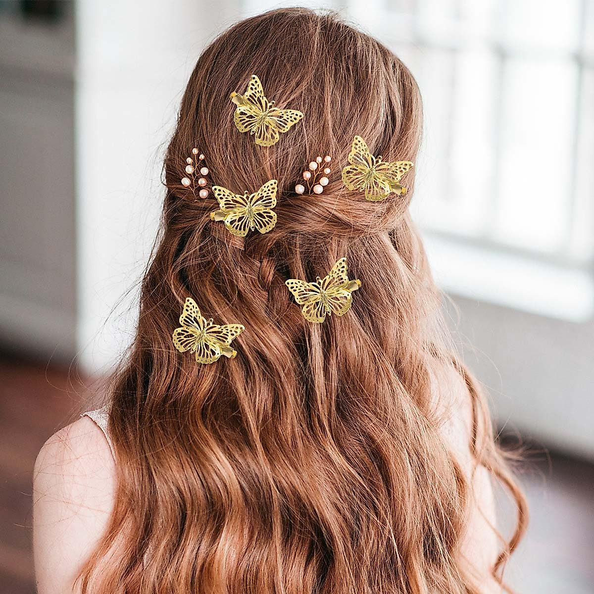 OBTANIM Butterfly Hair Clips, 12 Pcs Cute Metal Butterfly Hair Claw Pins Barrettes Accessories for Girls and Women (Gold)
