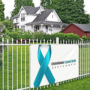 Ovarian Cancer Awareness Month in September We Wear Teal Backdrop Banner Holiday Decoration Photo Booth Background Tapestry Decor Supplies for Party Home Office 47 * 71 Inches