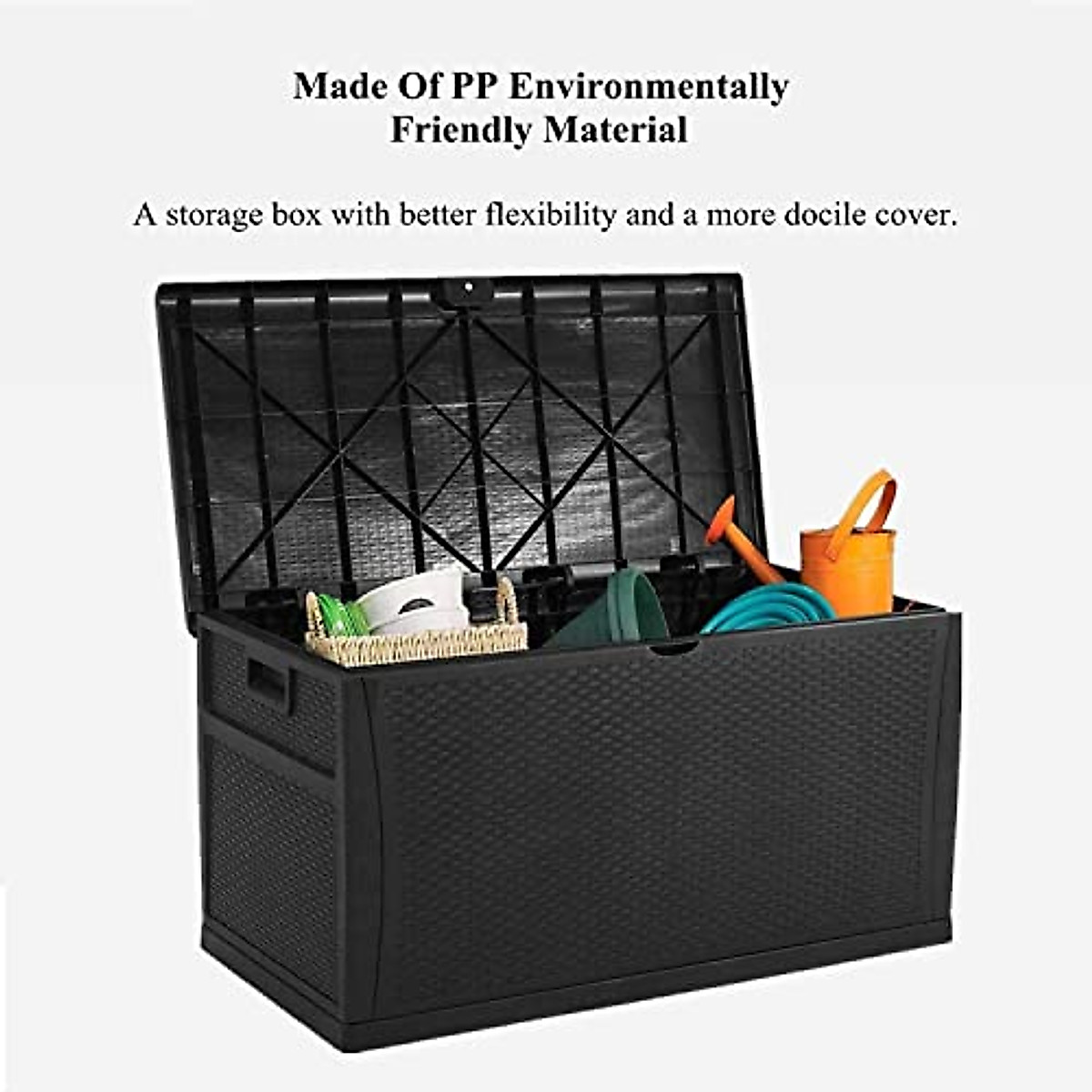 DACUN Safety Certification Large Deck Box Outdoor Storage Boxes 120 Gallon / 460L Waterproof & Lockable Storage Container Box for Patio Furniture, Outdoor Cushions, Garden Tools & Pool Supplies