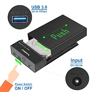 Tccmebius External Hard Drive Enclosure USB 3.0 to SATA Docking Station for 2.5 3.5 Inch SATA I/II/III HDD SSD with USB A/C Cable, Up to 20TB, Support UASP Automatic Sleep Function, Tool-free (TCC-S8)