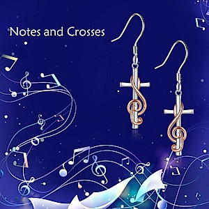 MONGAS Musical Note Cross Earrings For Women Sterling Silver Conformation Jewelry Gifts For Women