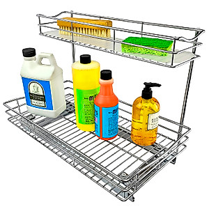 Lynk Professional® Slide Out Under Sink Cabinet Organizer - Sliding Storage for Inside Kitchen Cabinet or Under Sink - 11.5 in. wide x 18 inch deep - Chrome