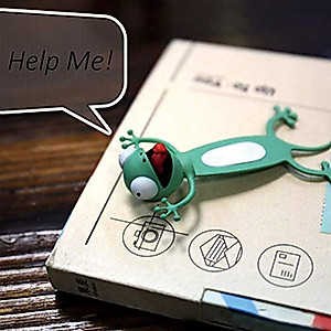 Lovely Bookmarks, Wakaka Funny 3D Cartoon Bookmark Animals Reading Bookmarks for Students Office Stationery Creative Gift Ideal for Boys Girls (Gecko)