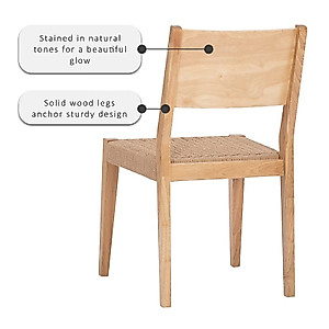 Linon Patty Set of Two Wood 18" Dining Chairs in Natural Brown