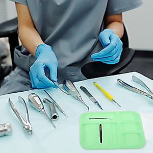 Healifty Instrument Tray Dental Dentist Instrument Tray Autoclavable Tray Plastic Tray Divided Separate Tray Light Green