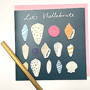 Old English Co. Let's Shellebrate Birthday Card - Fun Nautical Ocean Shell Card for Him or Her | New Job, Congratulations, New Home, Exams | Blank Inside & Envelope Included