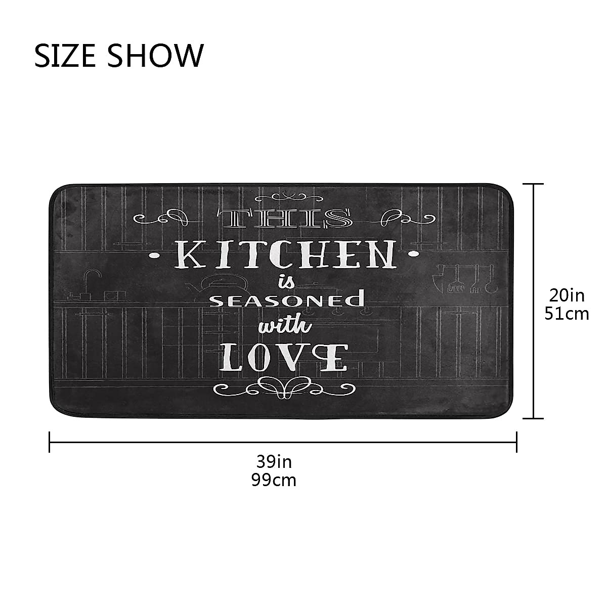 This Kitchen is Seasoned with Love Kitchen Rug Laundry Room Mat Farmhouse Decor Floor Runner Rug Bedroom Porch Doormat 39x20in