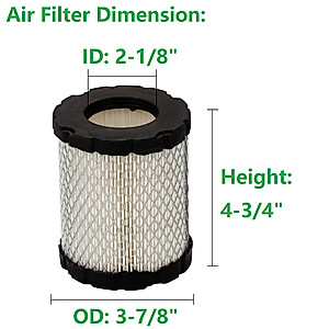 Annolai 798897 592496 Air Filter for BS 794935 653412 4250 44M977 44P977 44Q977 49L977 49M977 Engine Lawn Mower John Deer-e LG269 Z435 Z445 Z465 Z625 Z645 Z655 Zero Turn, Pack of 2