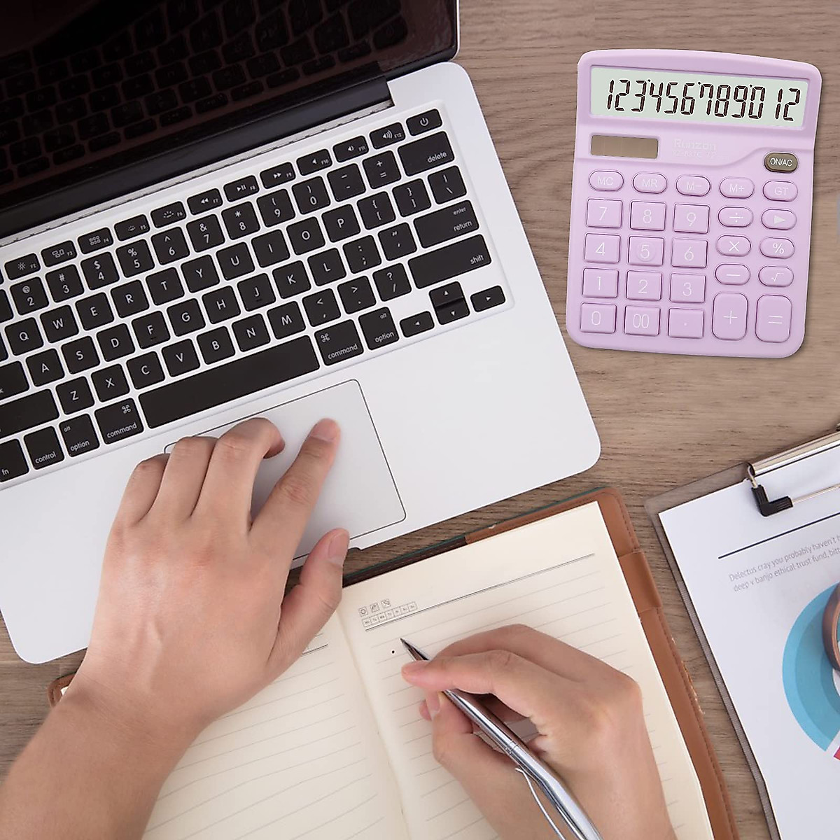 Purple Calculator, Basic Office Calculator, Desktop Calculator 12 Digit with Large LCD Display, Purple Office Supplies with Sensitive Button, Purple Desk Accessories, School Supplies……