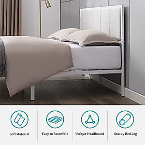 BALUS California King Size Bed Frame, Linen Upholstered Platform Bed Bedroom, Bed Frame with Channel Tufted Headboard, No Box Spring Needed - Light Grey