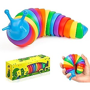 WHATOOK Fidget Slug, Caterpillar Fidget Worm Toy, Sensory Toys for Toddlers 1-3, 3-4, Autism Sensory Slug Toy Makes Relaxing Sound, Fidget Toys for Kids 5-7, Autistic Toys for Boys Girls ADHD Gifts