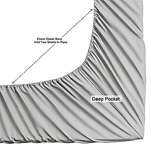 WOD FAMY Microfiber Full Size Bed Sheet Set Extra Soft Deep Pockets Luxury Hotel Light Grey Bed Sheets Breathable & Cooling Wrinkle Free 4 Piece Set Fulls Sheets