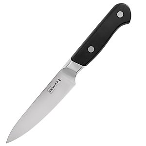 SKWARE 4" Paring Knife - Full Tang High Carbon German Steel - Compact Chef Knife for Peeling, Paring, Trimming of Meat, Fruit, Vegetables - Black