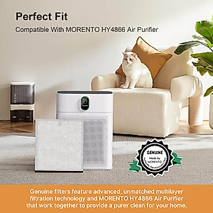 MORENTO 4 Pack HY4866 Genuine Air Purifier Replacement Filter for HY4866 Air Purifier, Enhanced Version