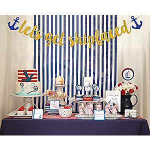 Let's Get Shipfaced Gold Glitter Banner for Nautical Sailor Theme Birthday/Bachelorette Party Anchor Cruise Banner Decorations