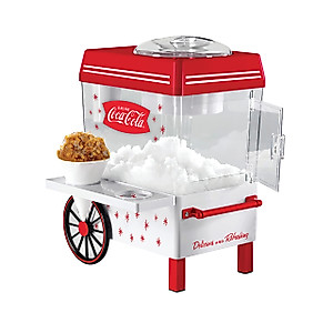 Nostalgia Coca-Cola Snow Cone Shaved Ice Machine - Coke Retro Table-Top Slushie Machine Makes 20 Icy Treats - Includes 2 Reusable Plastic Cups & Ice Scoop - White & Red