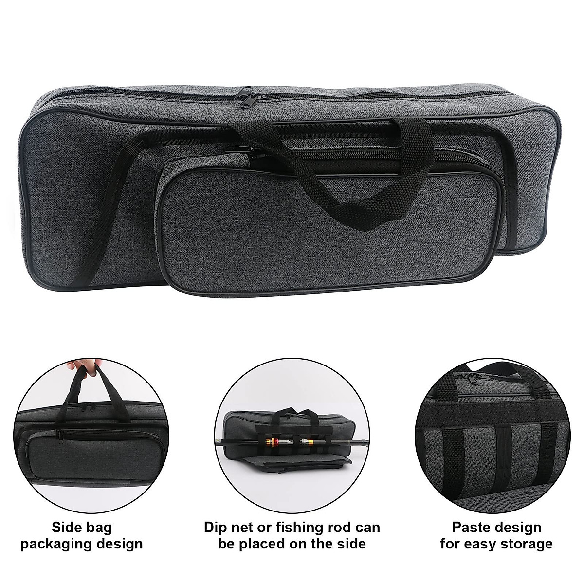 Hikary 43CM/17Inch Fishing Rod Bag Fishing Rod Case,Fishing Rod Reel Bag Organizer Fishing Travel Bag Portable Folding Fishing Pole Tackle Case Storage Bag (gray)