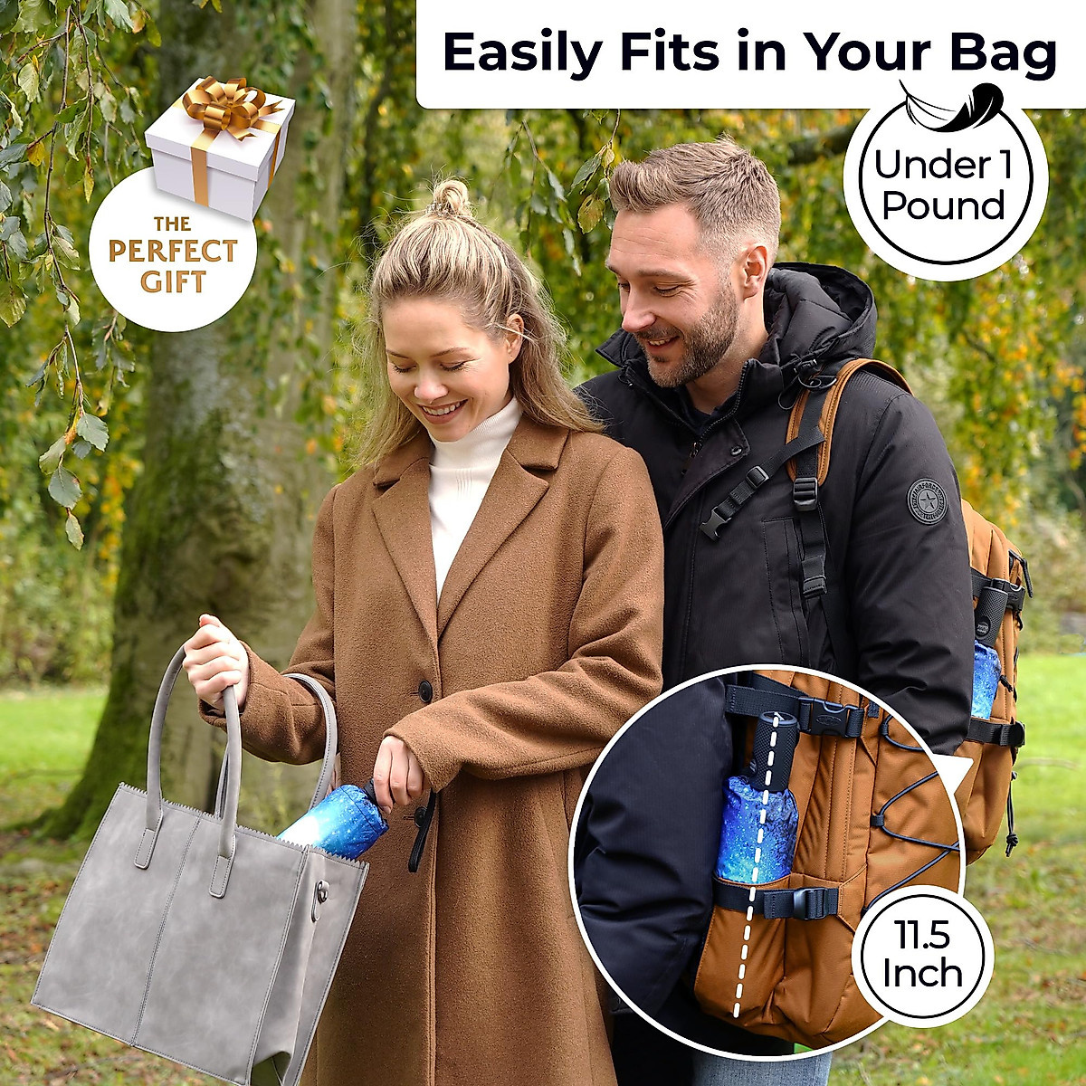 TUMELLA Strongest Windproof Travel Umbrella (Compact, Superior & Beautiful), Small Strong but Light Portable and Automatic Folding Rain Umbrella, Durable Premium Grip, Fits Car & Backpack