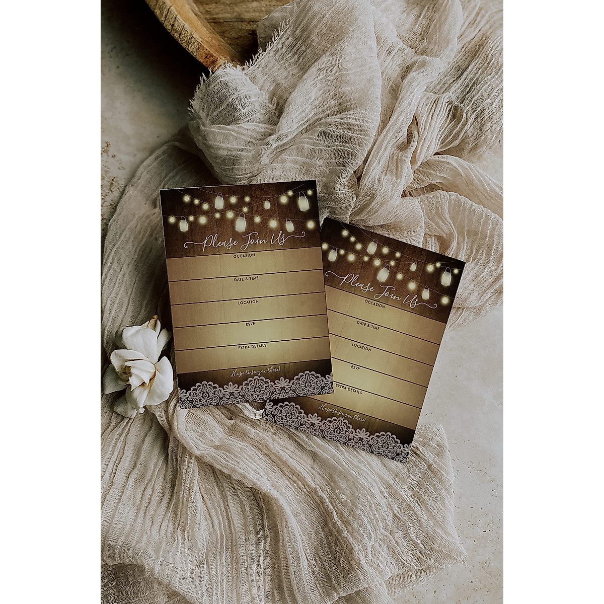Your Main Event Prints 50 Rustic Wedding Invitations, Perfect For Bridal or Baby Shower, Rehearsal Dinner, Birthday Party, and Anniversary Parties