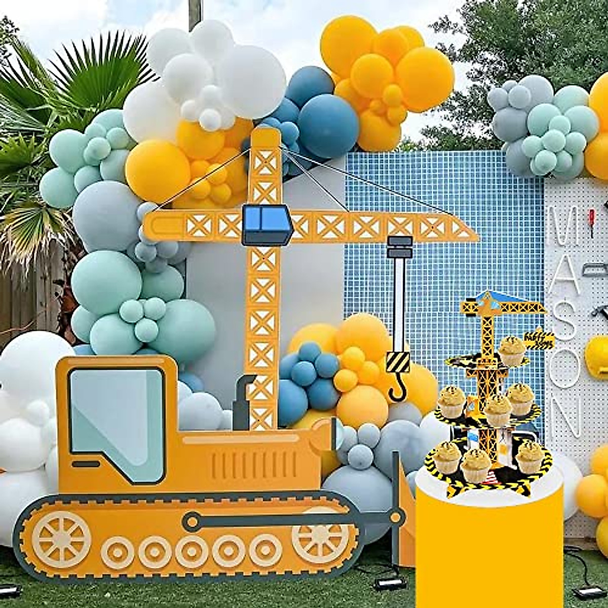 3 Tier Construction Birthday Cupcake Stand Construction Birthday Party Supplies for Construction Baby Shower Dump Truck Party Decorations