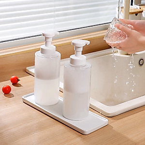 UUJOLY Foaming Soap Dispenser, 17 OZ Refillable Plastic Soap Pump Bottle for Liquid Soap, Shampoo, Body Wash, 2 Pcs, Clear