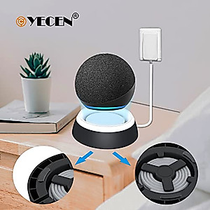 C YECEN Echo Dot 4th&5th Generation Table Stand Desktop Holder Mount for Echo Dot 4th&5th Gen, Base Bracket with Light Guide, Echo Dot Accessories with Built-in Cable Management