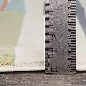 Southfields Modern Farmhouse Contemporary Living Room Bedroom Kids Room Multicolor Area Rug - Colorful Rainbow Striped Modern Rug Carpet - Red, Yellow, Blue, Green - 5'3" x 7'3"