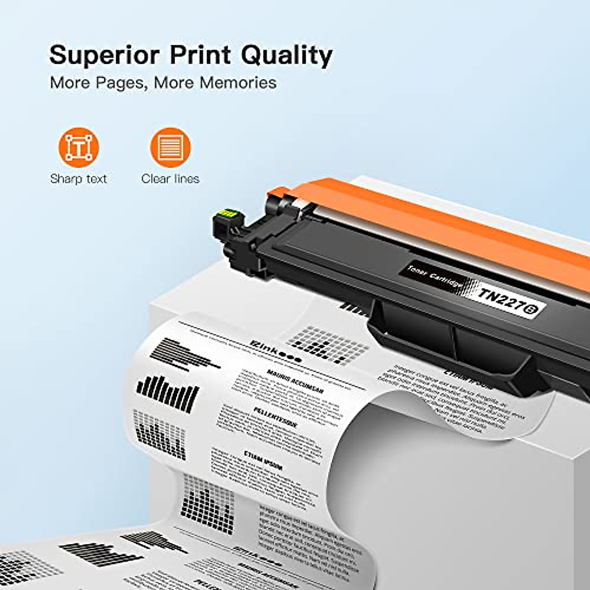 E-Z Ink (TM) with Chip Compatible Toner Cartridge Replacement for Brother TN227 TN227bk TN227 TN223 TN 223bk use with MFC-L3770CDW MFC-L3750CDW HL-L3230CDW HL-L3290CDW HL-L3210CW MFC-L3710CW (2 Black)