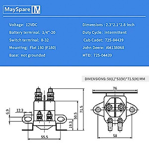 MaySpare 4 Pole Starter Solenoid Replaces Briggs & Stratton 5410K,Cub Cadet, Craftsman, Husqvarna 109946 MTD,Mower AM133094 AM138497