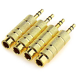 NANYI 4PCS 1/4'' to 3.5mm Stereo Headphone Adapter for Audio Connector Cable, 3.5mm(1/8'') Plug Male to 6.35mm (1/4'') Jack Female Stereo Adapter for Headphone, Amp Adapte