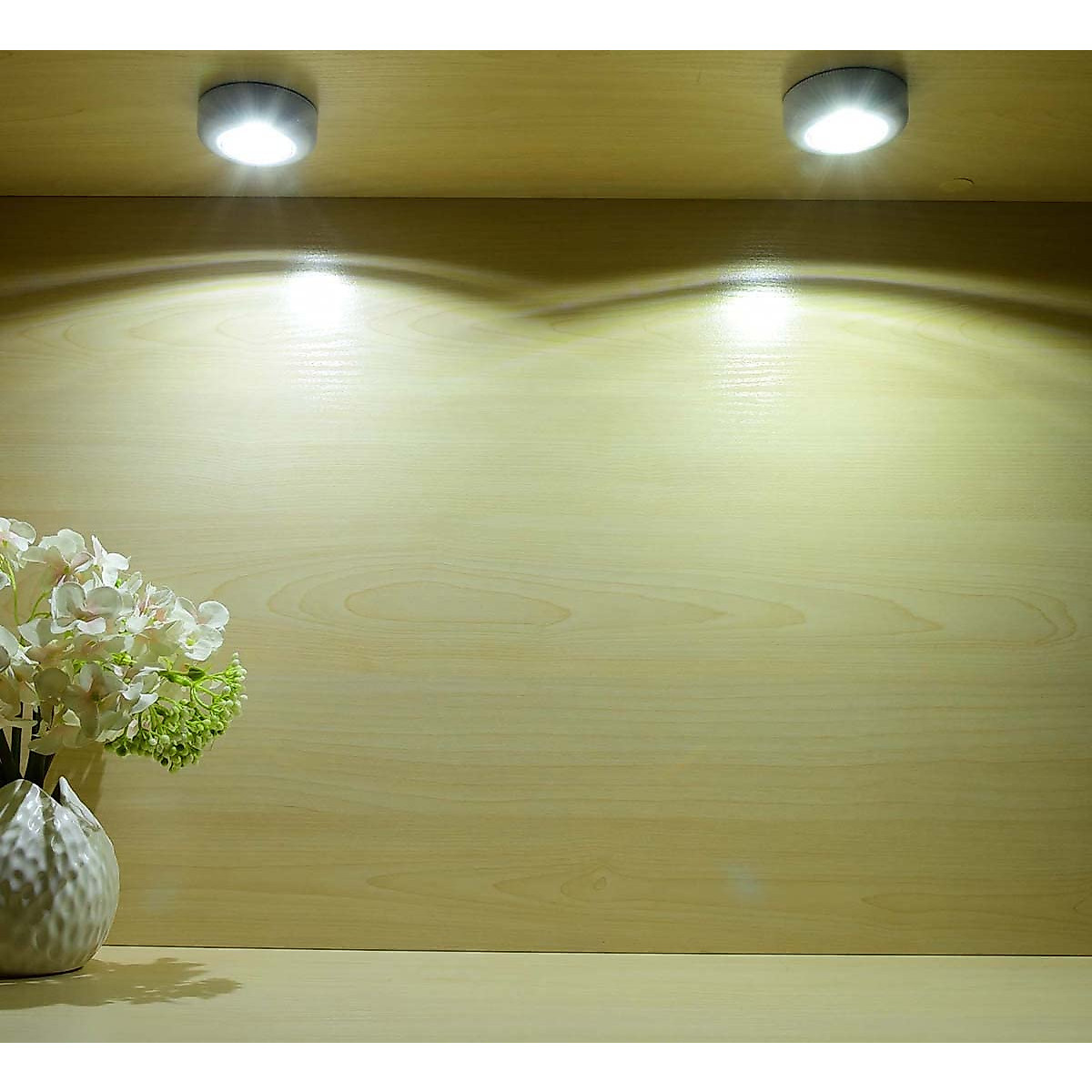 UMECORE Push Lights, 7 Pack Wireless Under Cabinet Lights Tap Push Button Light Battery Operated Puck Lights Stick On LED Night Light for Closet Counter Kitchen Cabinet RV Indoor Outdoor