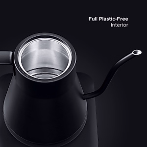 SAKI Baristan Electric Gooseneck Kettle with Precise Temperature Control, Pour Over Coffee Kettle & Tea Kettle, Stainless Steel, 1200W Quick Heating, 1 Liter, Matte Black