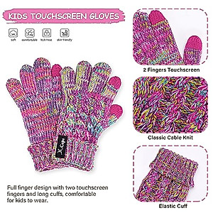 Toddler Kids Winter Hat Scarf Touchscreen Gloves Set 3-6-12 Year Old Knit Pom Beanie Hats Neck Warmer Gifts for Girls Boys