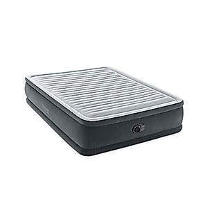 Intex 64413ED Dura-Beam Deluxe Comfort-Plush Elevated Air Mattress: Fiber-Tech – Queen Size – Built-in Electric Pump – 18in Bed Height – 600lb Weight Capacity