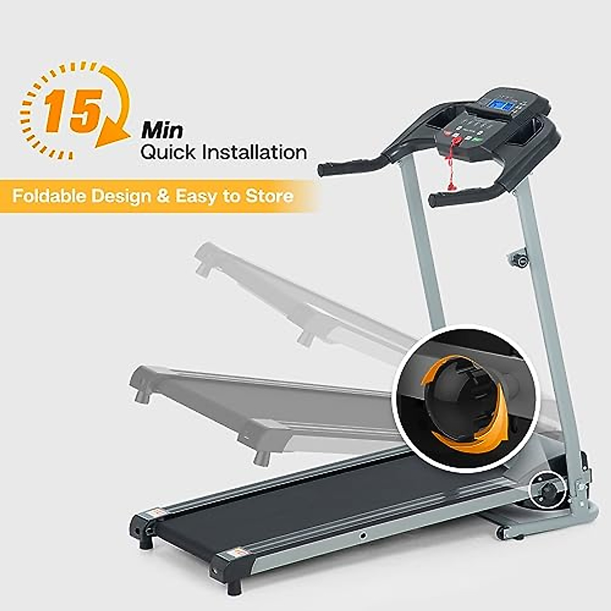 Home Foldable Treadmill with Incline, Folding Treadmill for Home Workout, Electric Walking Treadmill Machine 15 Preset or Adjustable Programs 250 LB Capacity MP3 (Black 1)