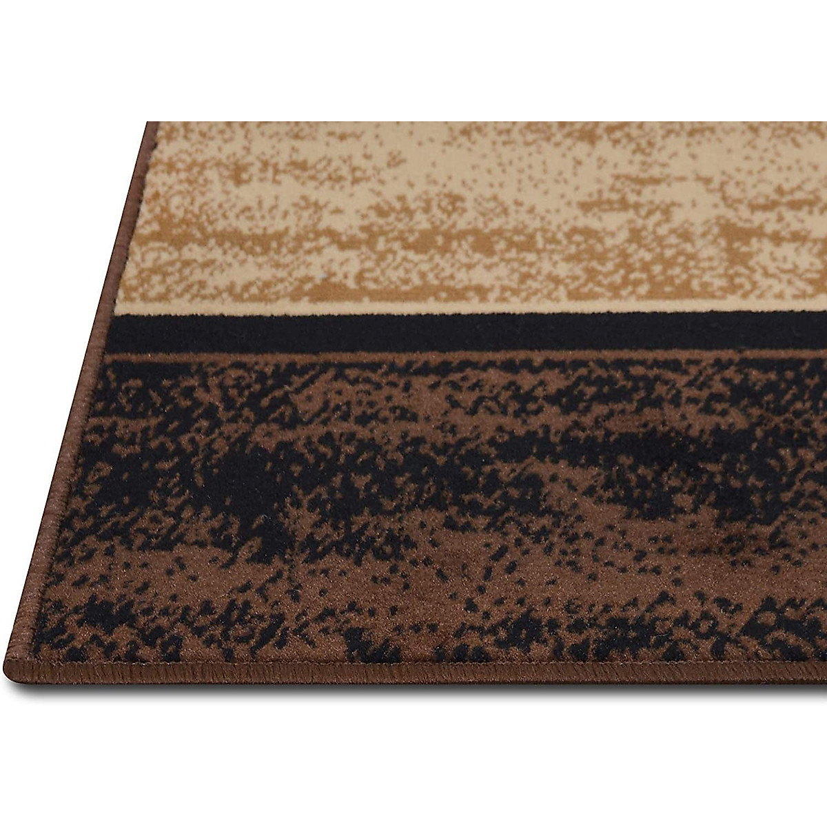 Champion Rugs Modern Brown Blocks Contemporary Geometric Design Area Rug, Perfect Hardwood, Tile, or Carpet Cover, Ideal for Bedroom, Kitchen, Living Room, Entryway, or Office (2’ X 7’)