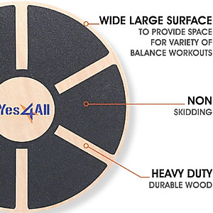 Yes4All Versatile Wooden Wobble Balance Trainer Board with 360 Degree Rotation, Balance Board for Standing Desk, Core Training, Exercise Balance Stability Trainer 15.75 inch