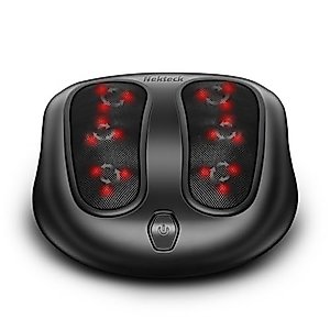 Nekteck Foot Massager with Heat, Shiatsu Heated Electric Kneading Foot Massager Machine for Plantar Fasciitis, Built-in Infrared Heat Function and Power Cord (Black)