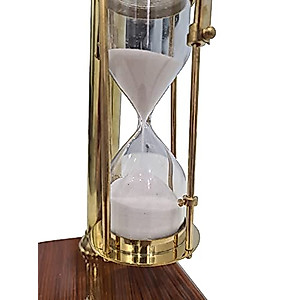 Vintage Hanging Sand Timer with Wooden Stand Nautical Hourglass Desktop Accessory Old Sand Clock Table Decor Antique Nautical Home Decor