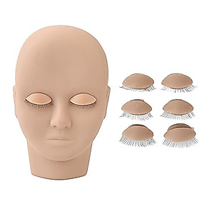Makeup Face Board Grafting Eyelashes Silicone Practice Template Rubber Mannequin Facial Training Model Practice Faceboard (Light Brown)