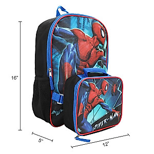 Marvel Spiderman superhero Kids Backpack and Lunch box Set for boys