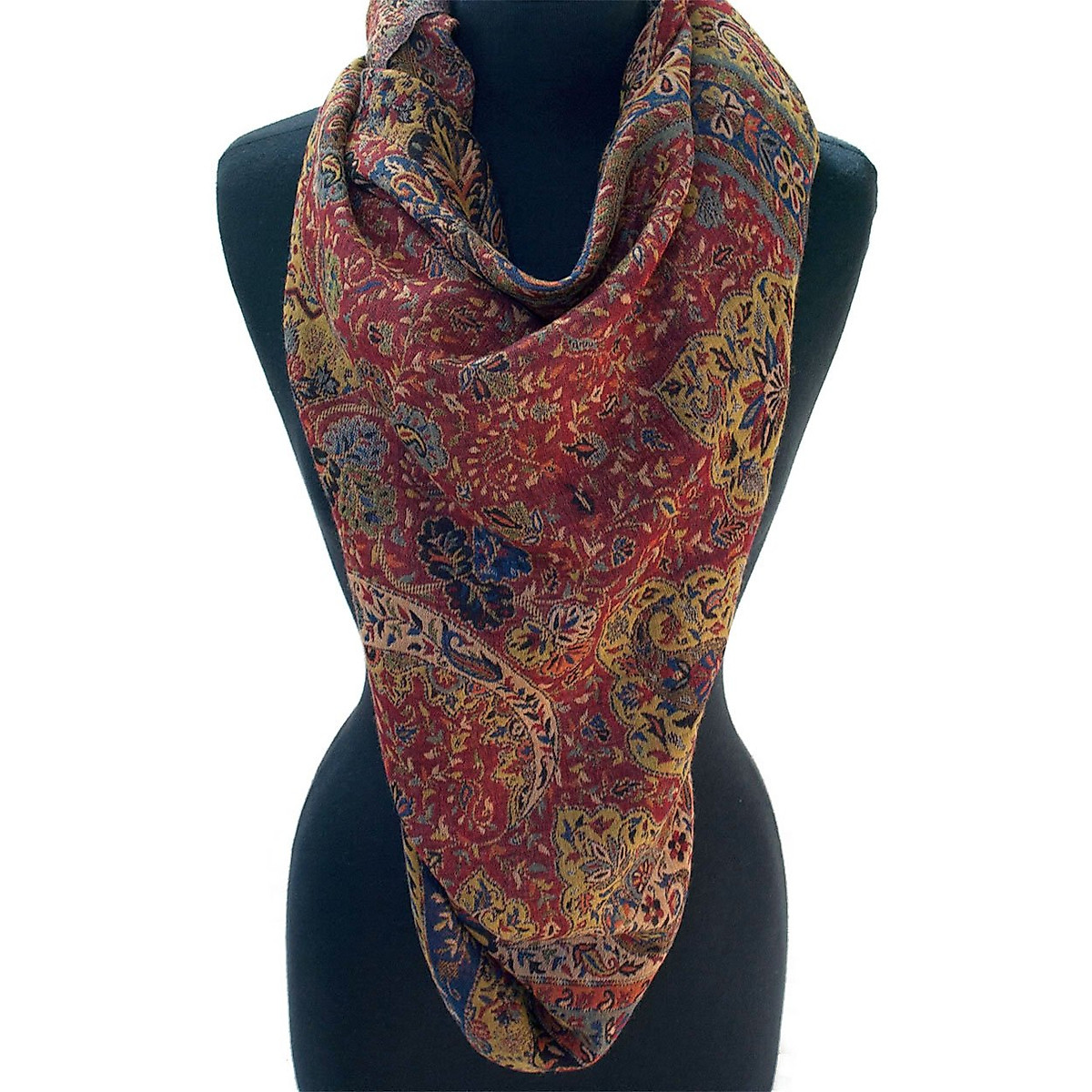 Large, Superior Kani Shawl. Paisley Jamawar from India. Warm, Heavy & Very Detailed