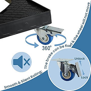 Mini Fridge Stand Furniture Dolly Adjustable Refrigerator Roller Stand. Appliance Dolly Cart with 2 Locking Swivel Wheels. Black Small Washing Machine Dryer Stand.