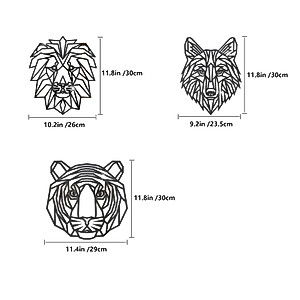 3 Pieces Geometric Safari Nursery Decor- 3D Acrylic Animal Wall Art- Modern Living Room Wall Decor Stickers- Lion Tiger Fox Jungle Theme Wall Decal