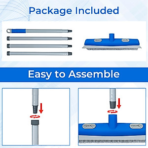 Hair Removal Broom for Fur Remover Pet Hair Rubber Broom Carpet Rake Silicone Floor Brushes with Squeegee-Blue