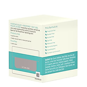 Aveeno Calm + Restore Oat Gel Facial Moisturizer for Sensitive Skin, Fast-Absorbing, Soothing Lightweight Gel Cream Face Moisturizer with Prebiotic Oat & Feverfew, Fragrance-Free, 0.5 oz