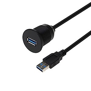 LDKCOK USB 3.0 Mount Cable –USB Extension Flush, Dash, Panel Mount Cable, for Car, Boat, Motorcycle and More (3.3ft/1m)