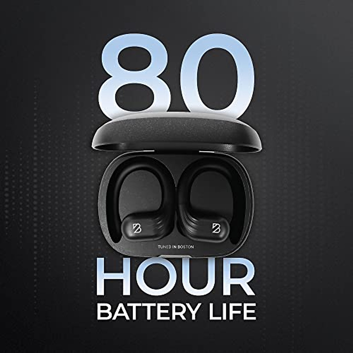 Runner 60 Wireless Sport Earbuds for Running 80 Hour Long Battery Life Over the Ear Earbuds with EarHooks, Wrap Around Ear buds Wireless Bluetooth Earbuds with Microphone, Earphones In Ear Headphones